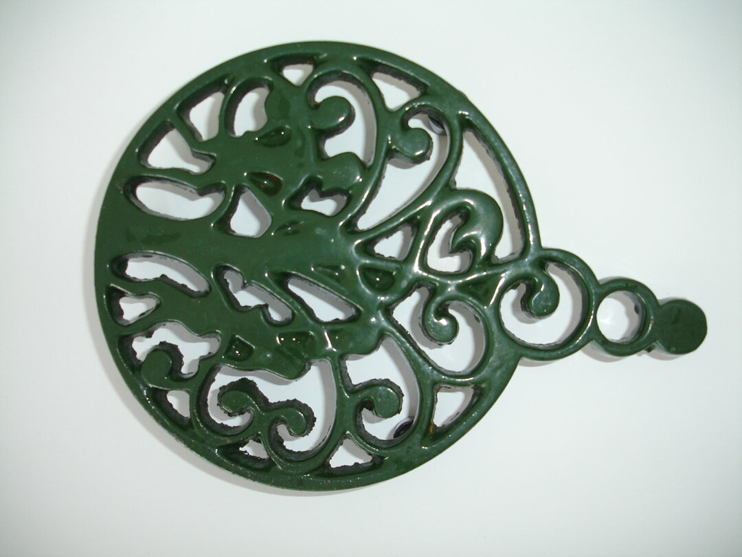 Trivet Pot Stand Small Cast Iron Green Metal Pan Cooling Stand With ...