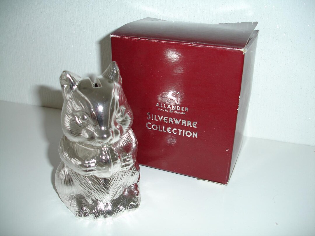 Squirrel Money Box Silver Plated Piggy Bank Moneybox Christening Gift ...