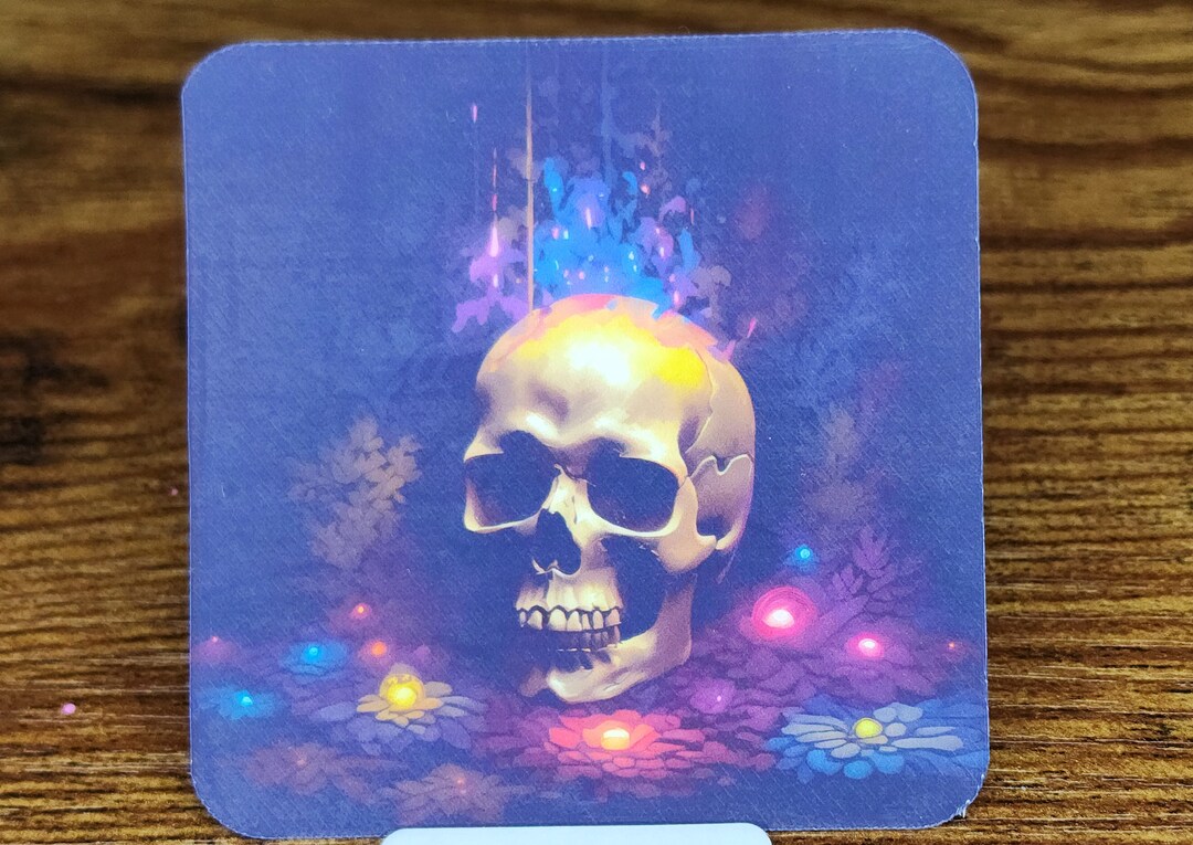 Skull Sticker Holographic Die Cut Sticker Vinyl Sticker - Etsy