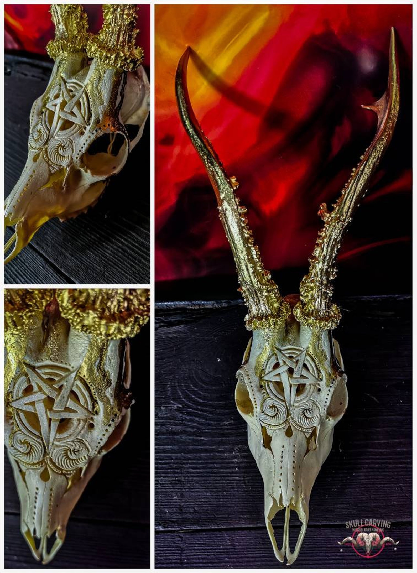 Made to Order Roe Deer Skull Engraved Huge Impressive Pentacle | Etsy