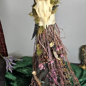 Handmade Witch Broom With Roe Deer Skull, Dried Flowers & Antlers - Etsy