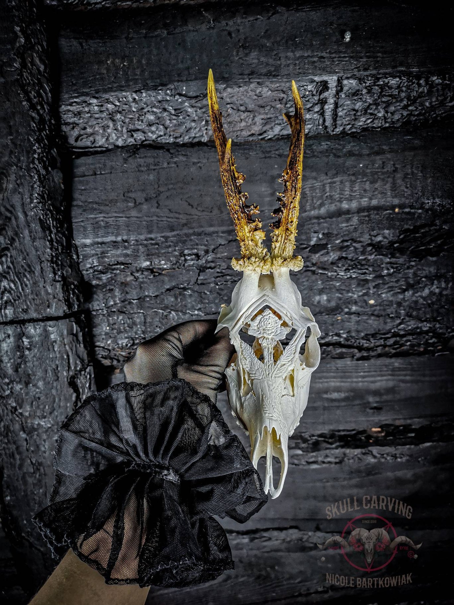 Made to Order Roe Deer Skull Engraved Art Huge Impressive Rose | Etsy