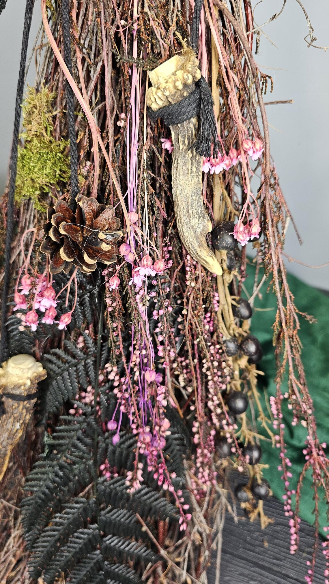 Handmade Witch Broom With Roe Deer Skull, Dried Flowers & Antlers - Etsy