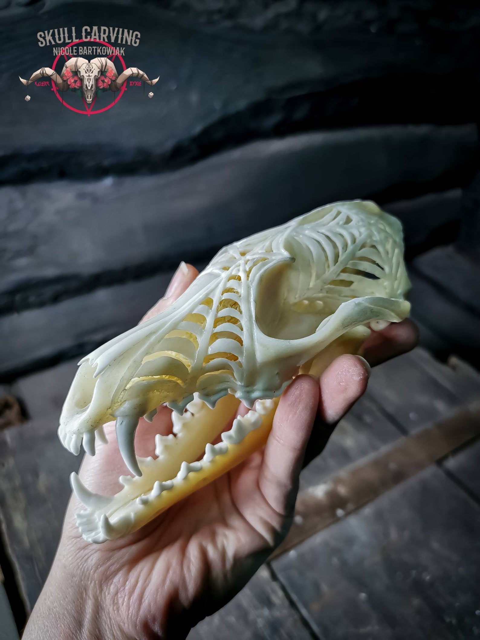 MADE TO ORDER Real Fox Skull With Hand Engraved Design Spiders | Etsy