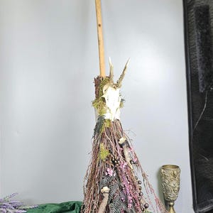 Handmade Witch Broom With Roe Deer Skull, Dried Flowers & Antlers - Etsy