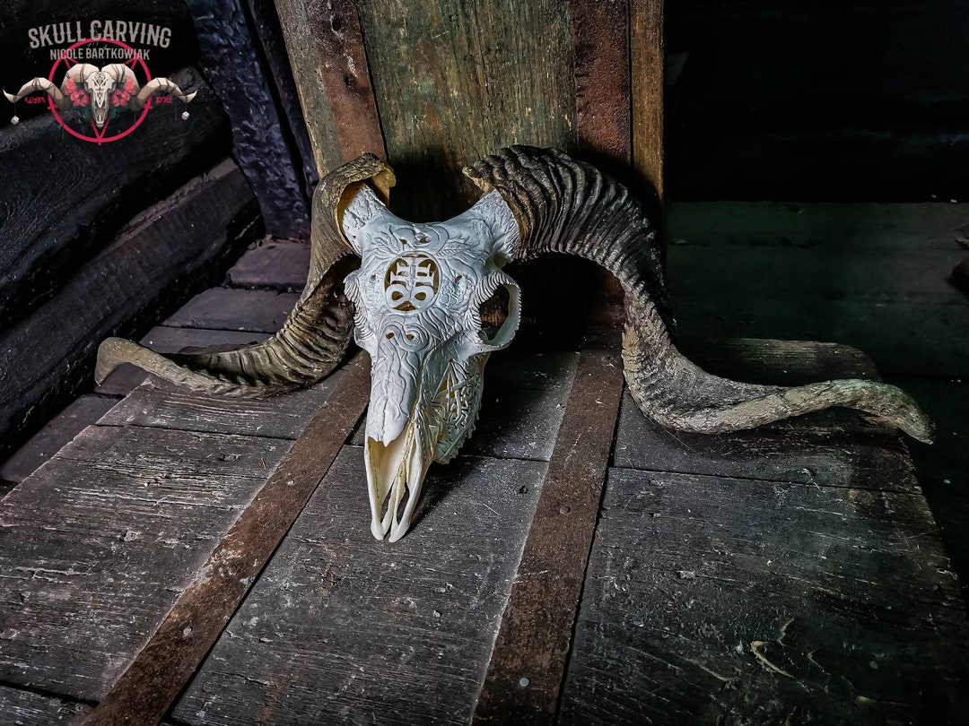 Engraved Ram Skull: Leviathan Cross, Lucifer Sigil - Custom Design - Etsy