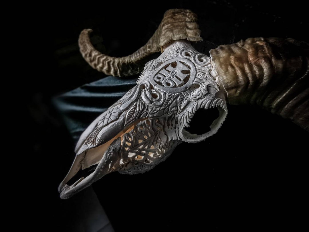 Engraved Ram Skull: Leviathan Cross, Lucifer Sigil - Custom Design - Etsy