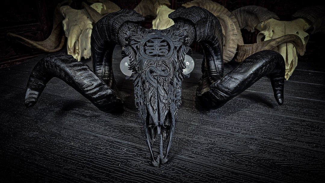 Engraved Ram Skull: Leviathan Cross, Lucifer Sigil - Custom Design - Etsy