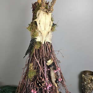 Handmade Witch Broom With Roe Deer Skull, Dried Flowers & Antlers - Etsy