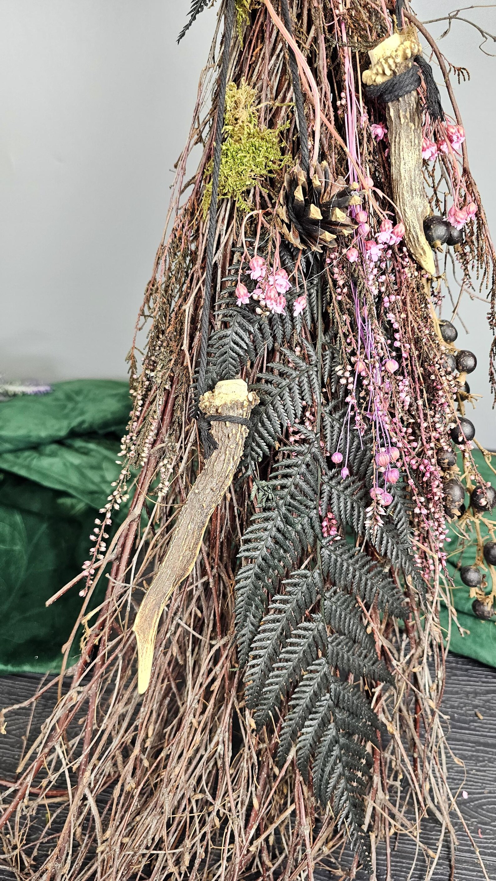 Handmade Witch Broom With Roe Deer Skull, Dried Flowers & Antlers - Etsy