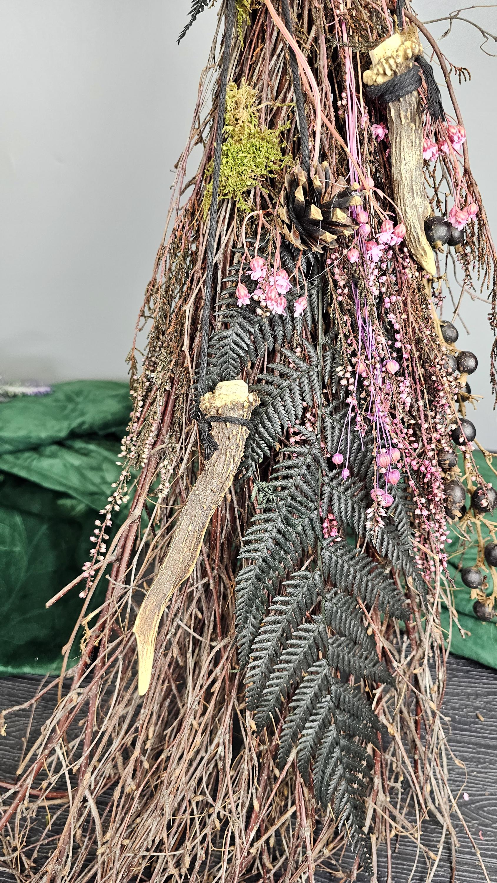 Handmade Witch Broom With Roe Deer Skull, Dried Flowers & Antlers - Etsy