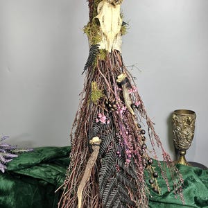 Handmade Witch Broom With Roe Deer Skull, Dried Flowers & Antlers - Etsy