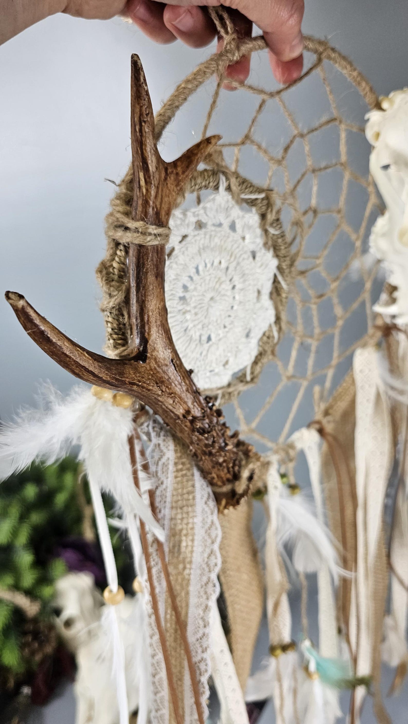 Made-to-order Dream Catcher: Fox Skull, Roe Deer Antler & Labradorite ...