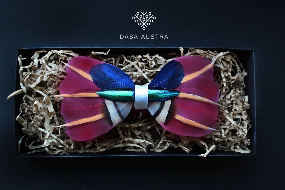 Feather Bow Tie, Lava Fall Feather Bow Tie, Cherry Red Feather Bow Tie ...