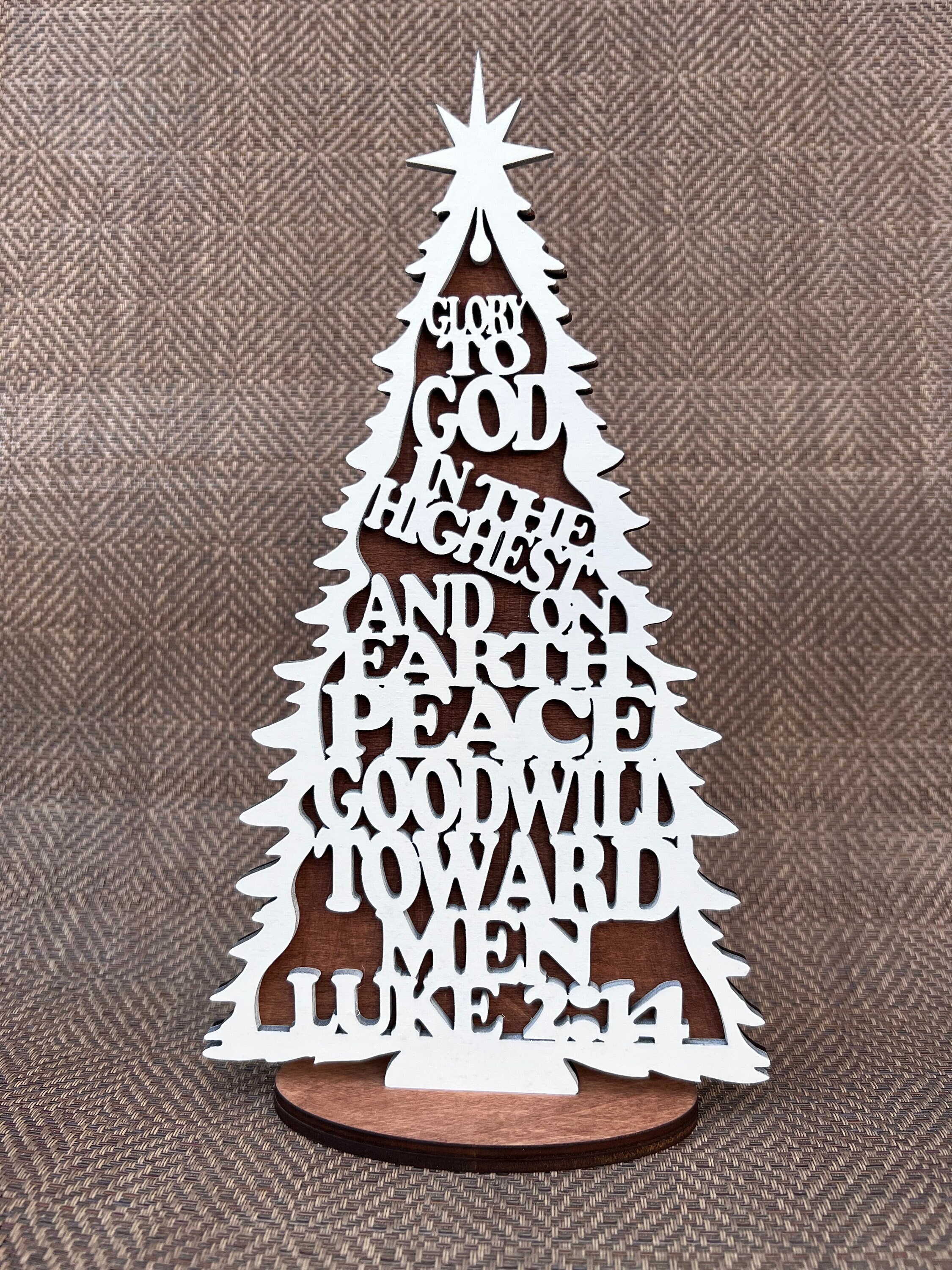 Christmas BIBLE Verse CHRISTIAN RELIGIOUS Luke 2:14 Standing Tree - Etsy
