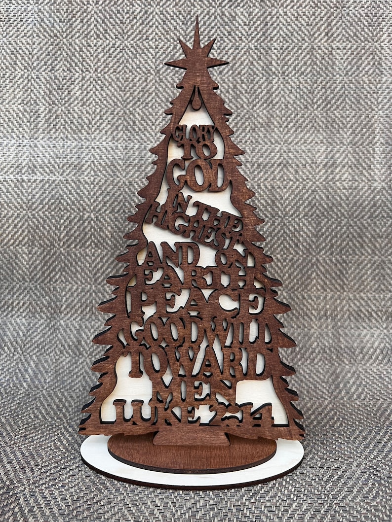 Christmas BIBLE Verse CHRISTIAN RELIGIOUS Luke 2:14 Standing Tree - Etsy
