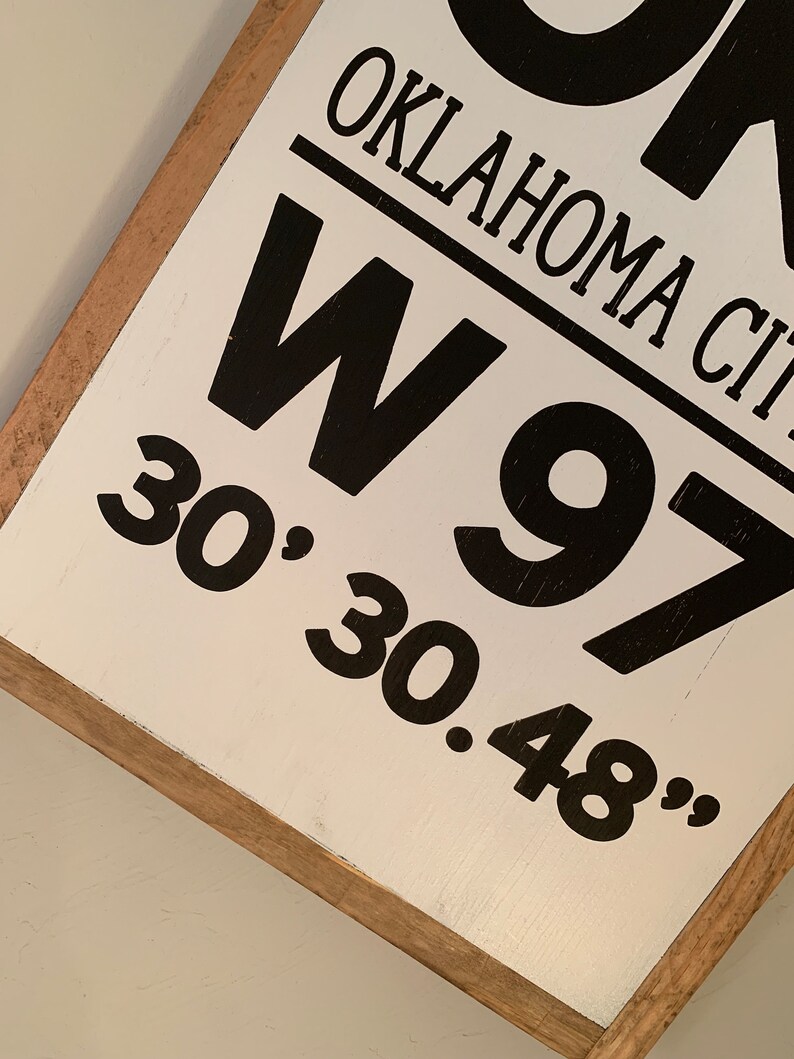 12x24 OKC Coordinates Sign - Etsy