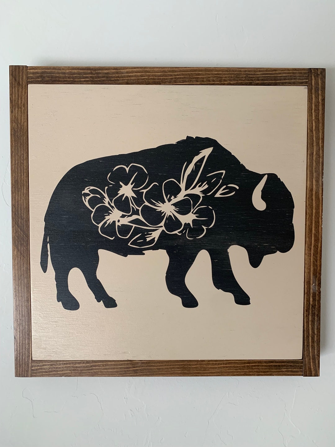 12x12” Bison Floral Sign - Etsy