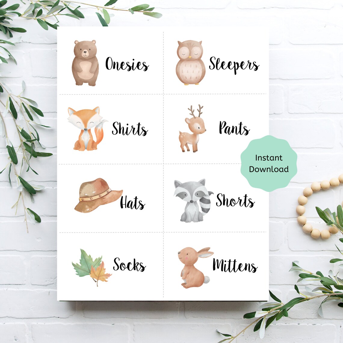Woodland Nursery Bin Labels Printable (digital) - Etsy