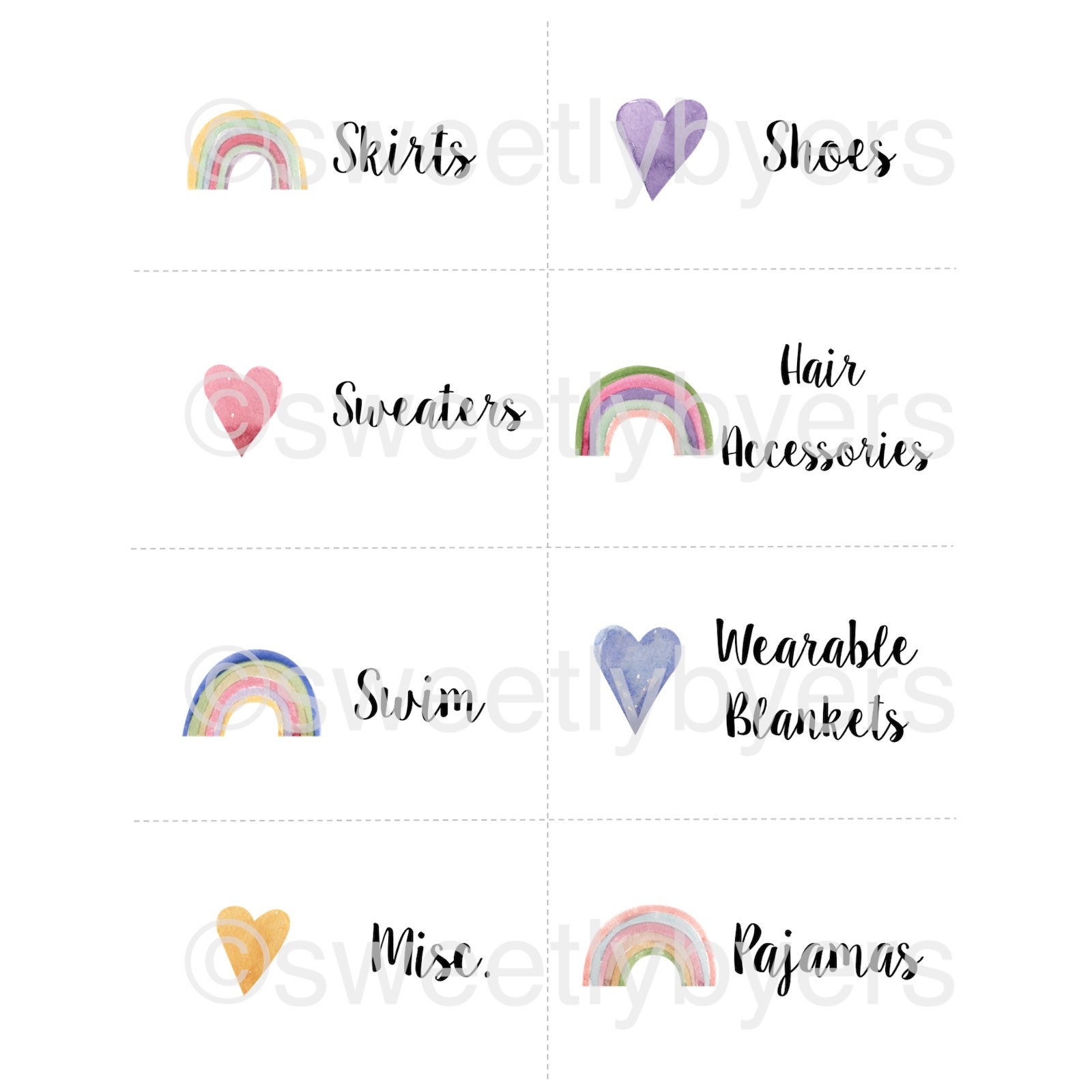 Rainbow Nursery Bin Labels Printable digital - Etsy