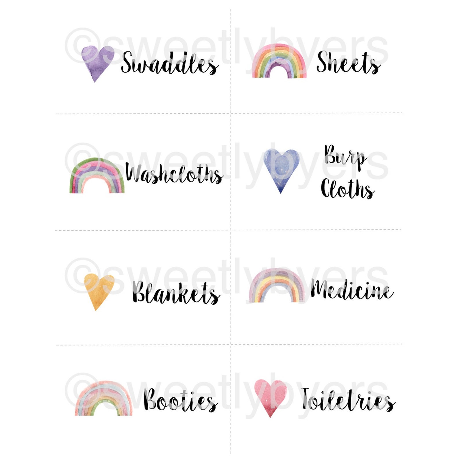 Rainbow Nursery Bin Labels Printable digital - Etsy