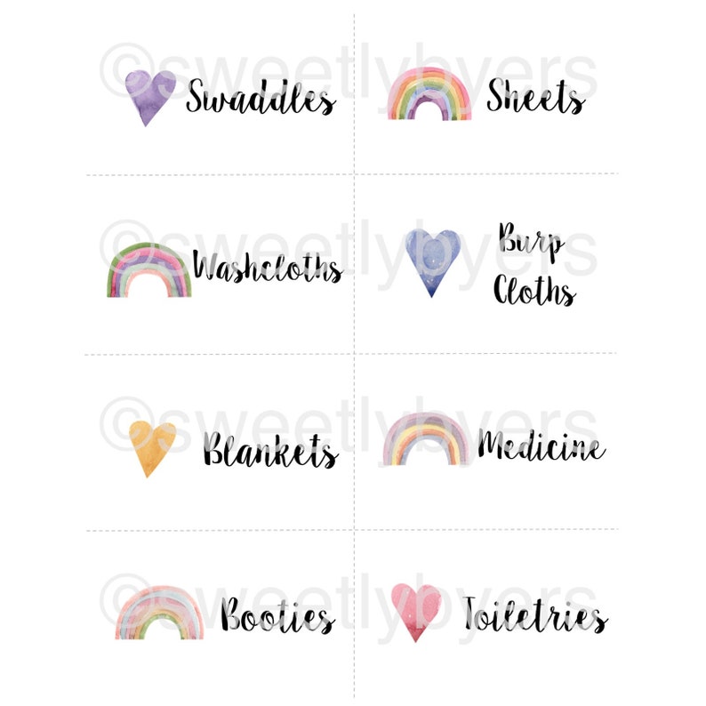 Rainbow Nursery Bin Labels Printable digital - Etsy