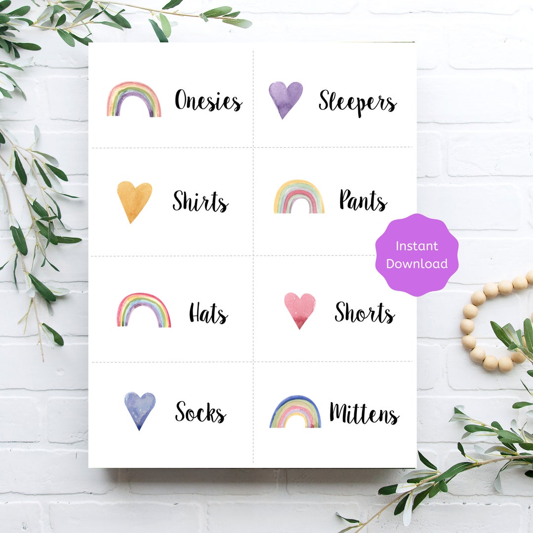 Rainbow Nursery Bin Labels Printable digital - Etsy