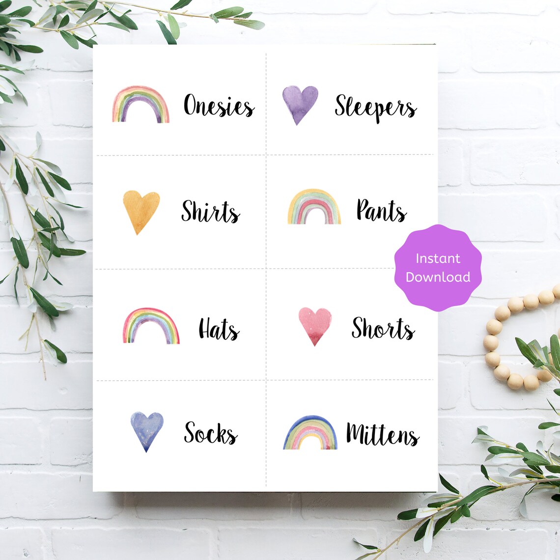 Rainbow Nursery Bin Labels Printable digital - Etsy