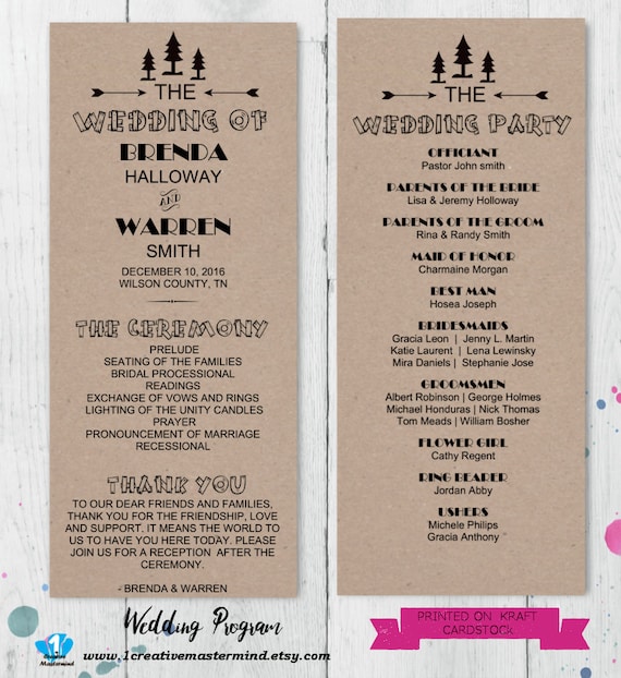 Items similar to DIY Rustic Wedding Program Template Printable ...