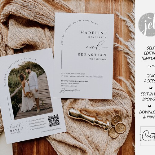 Wedding Invitation QR Code Template Digital Printable - Etsy