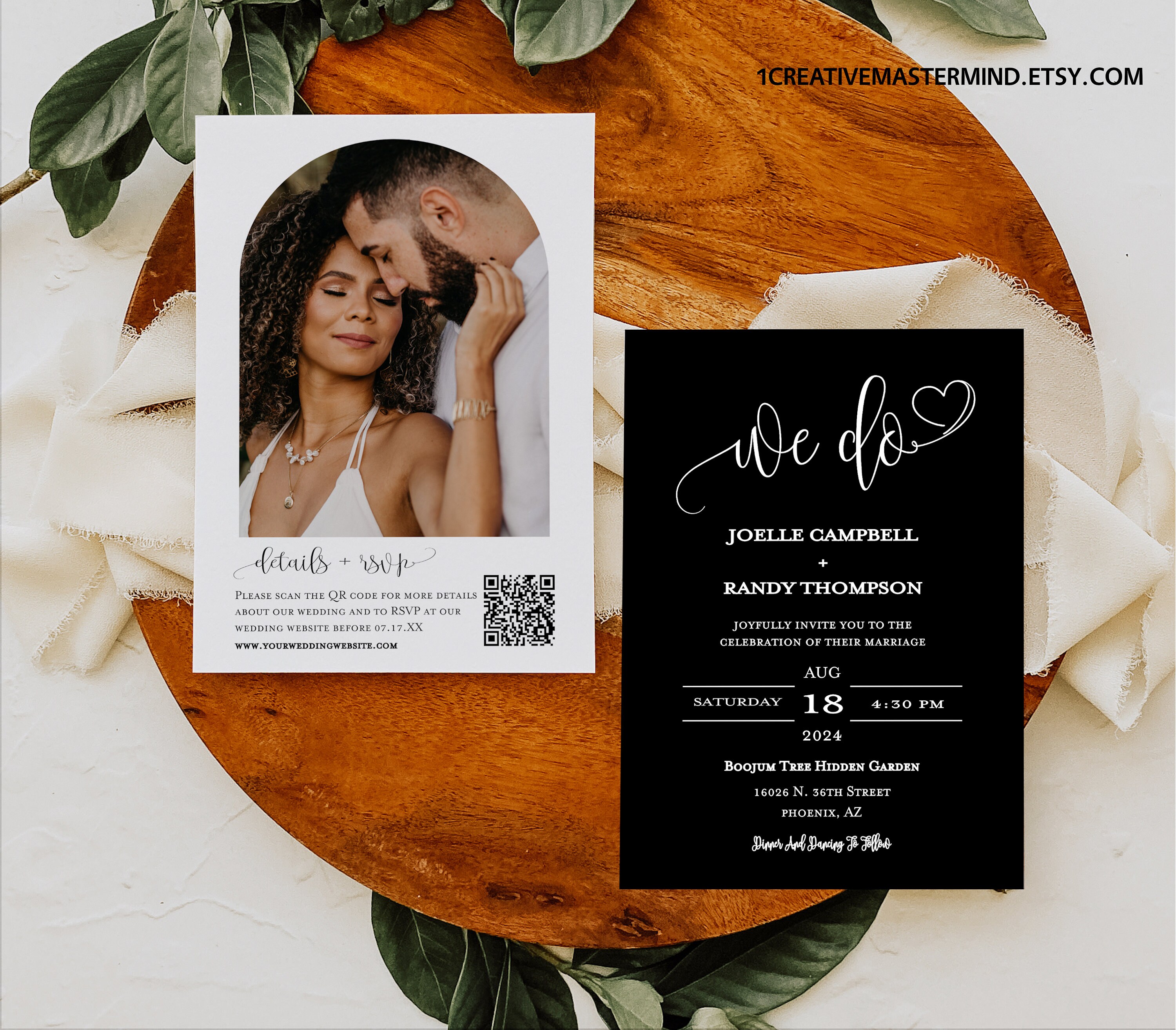 Elegant Black Wedding Invite Classic Black Wedding Invitation - Etsy