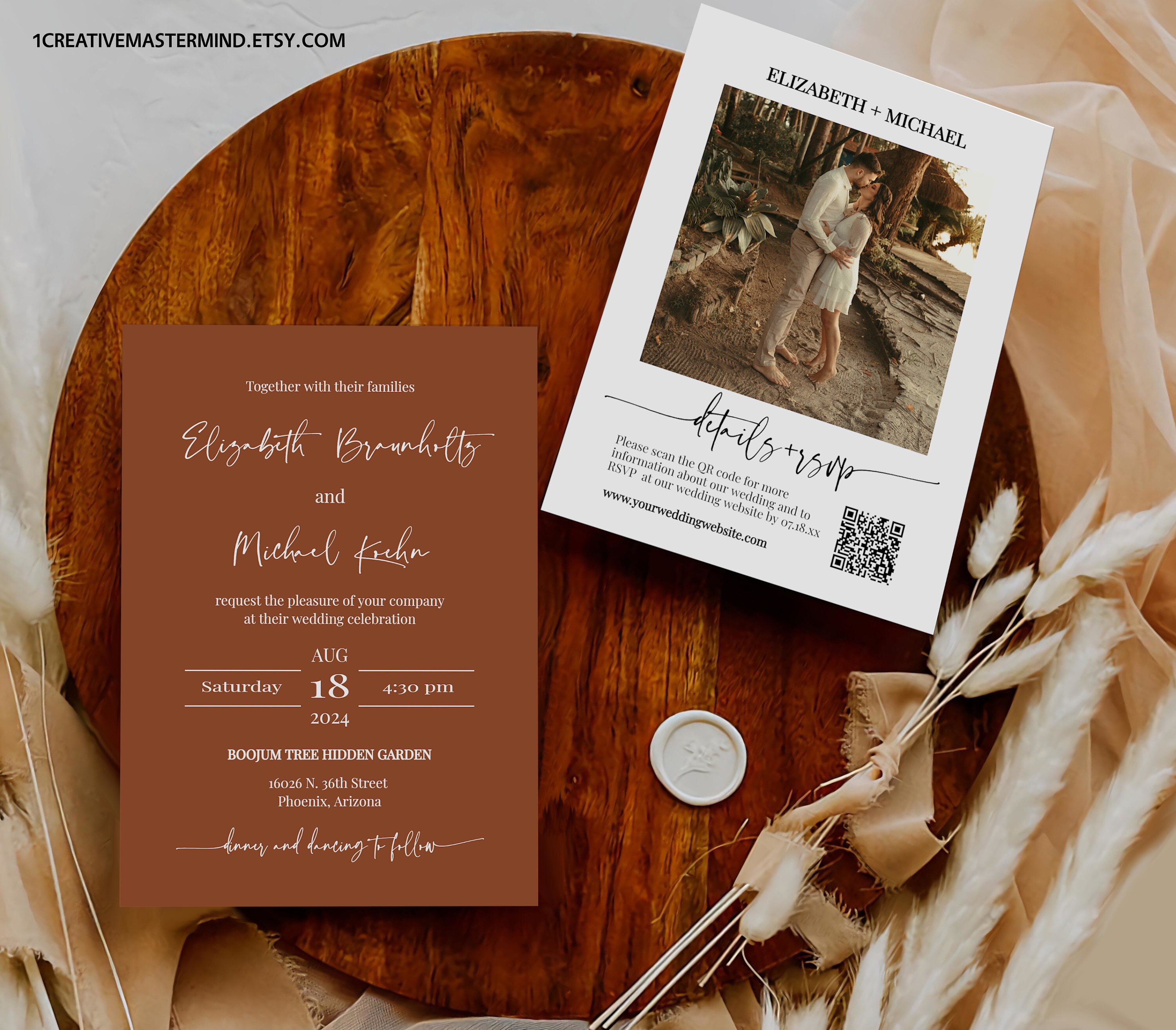 Terracotta Rustic Wedding Invitation Desert Wedding Invite - Etsy