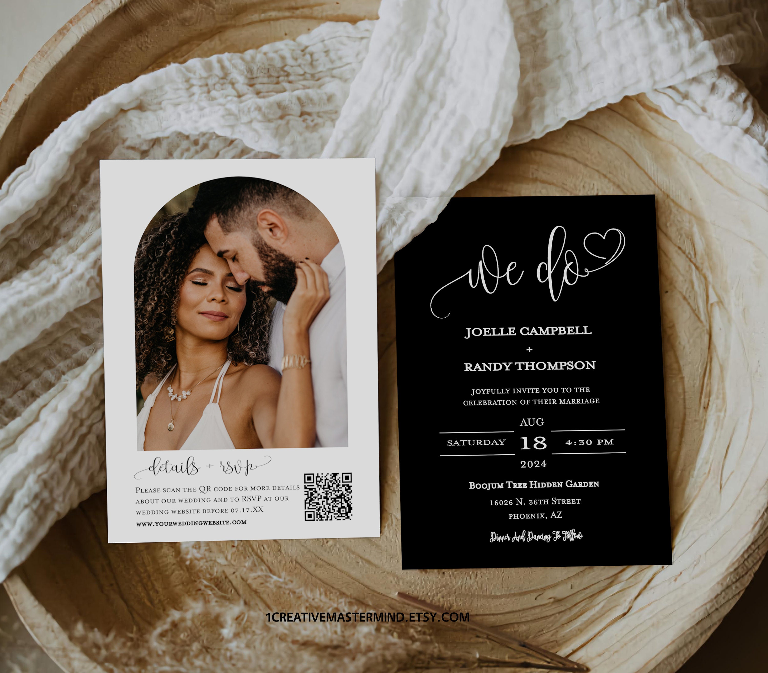 Elegant Black Wedding Invite Classic Black Wedding Invitation - Etsy