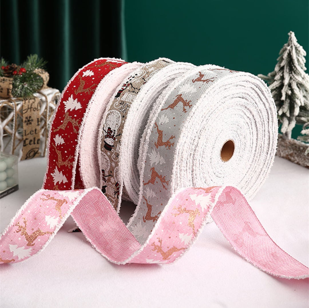 Christmas Wired Ribbon Plush Ribbon 2 Meters Long Ribbon Snowman ...