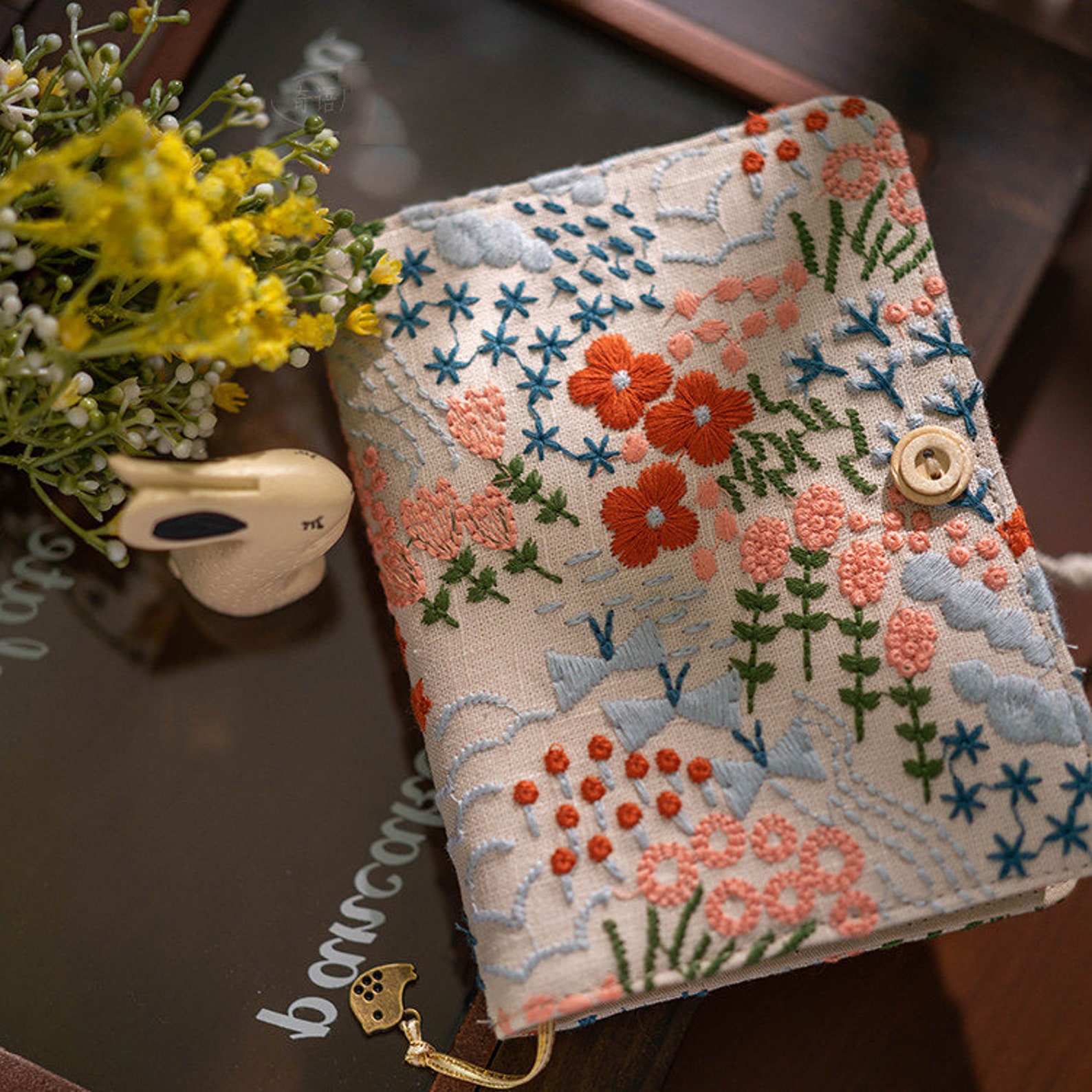 Fresh Fabric Journal With Embroidery Flower A6 A5 Handmade Portable ...
