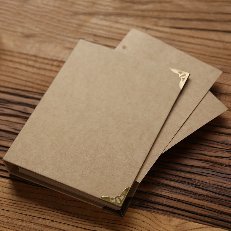 100 Pages Kraft White Blue Cover Loose-leaf Scrapbook Album, Memorybook ...