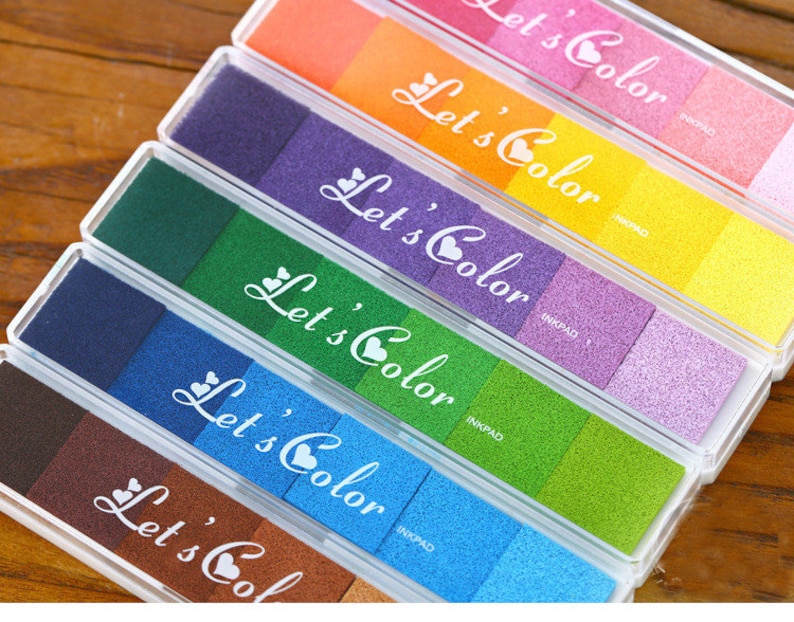 6 Colors Candy Color Strip Gradient Color Ink Pad Finger - Etsy