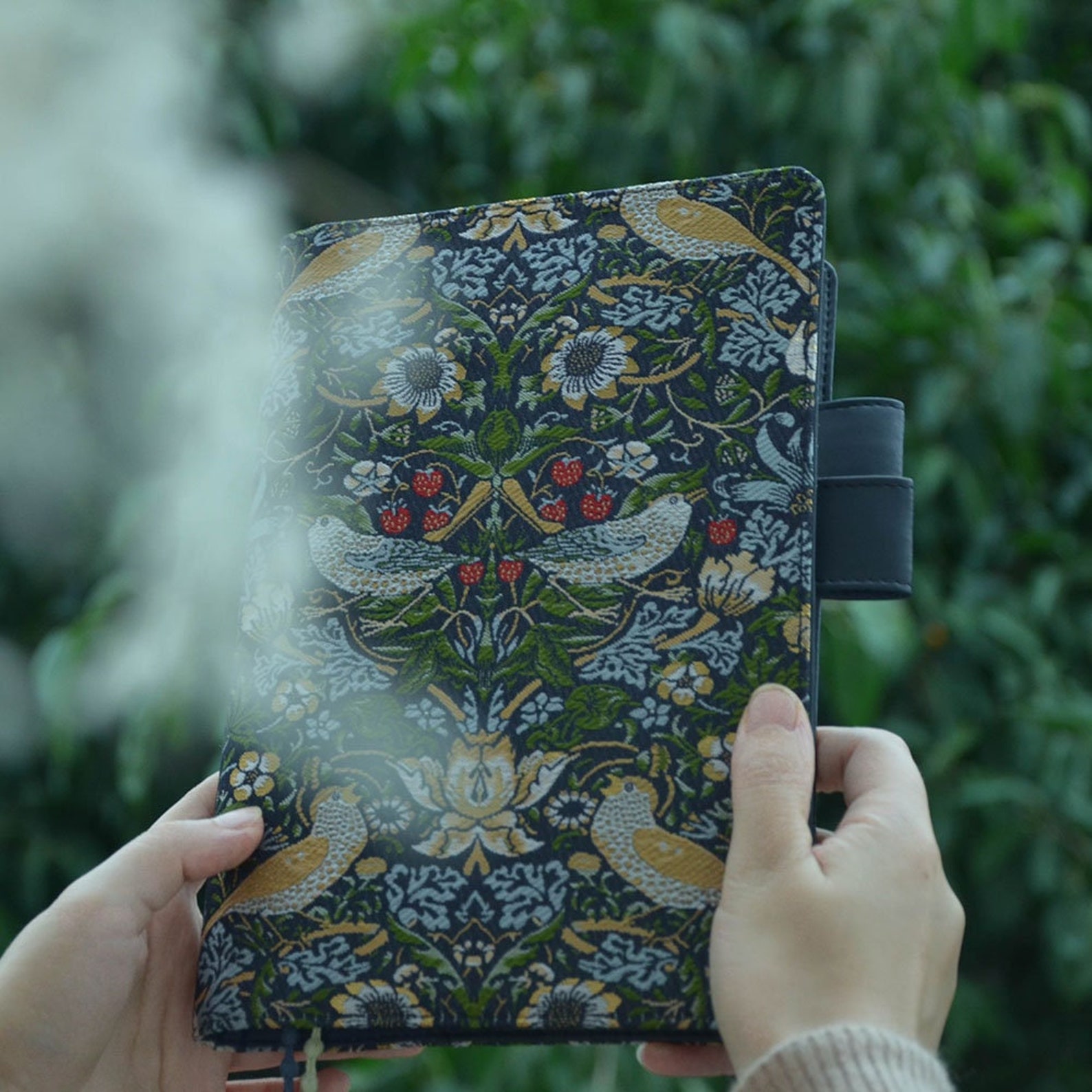 Retro Handmade Notebook Journal Fabric-leather Cover Strawberry Bird ...