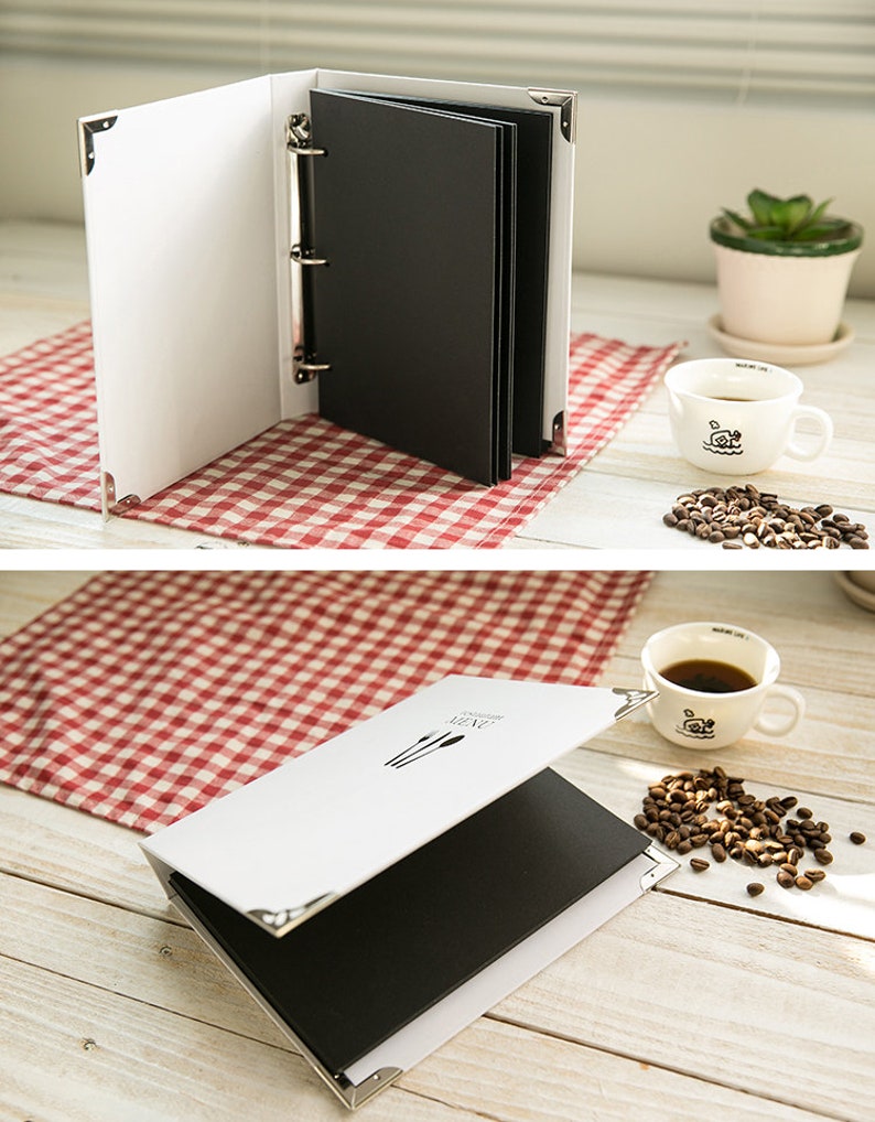 White Cover Black Menu Book Ring Binder Restaurant Menu - Etsy