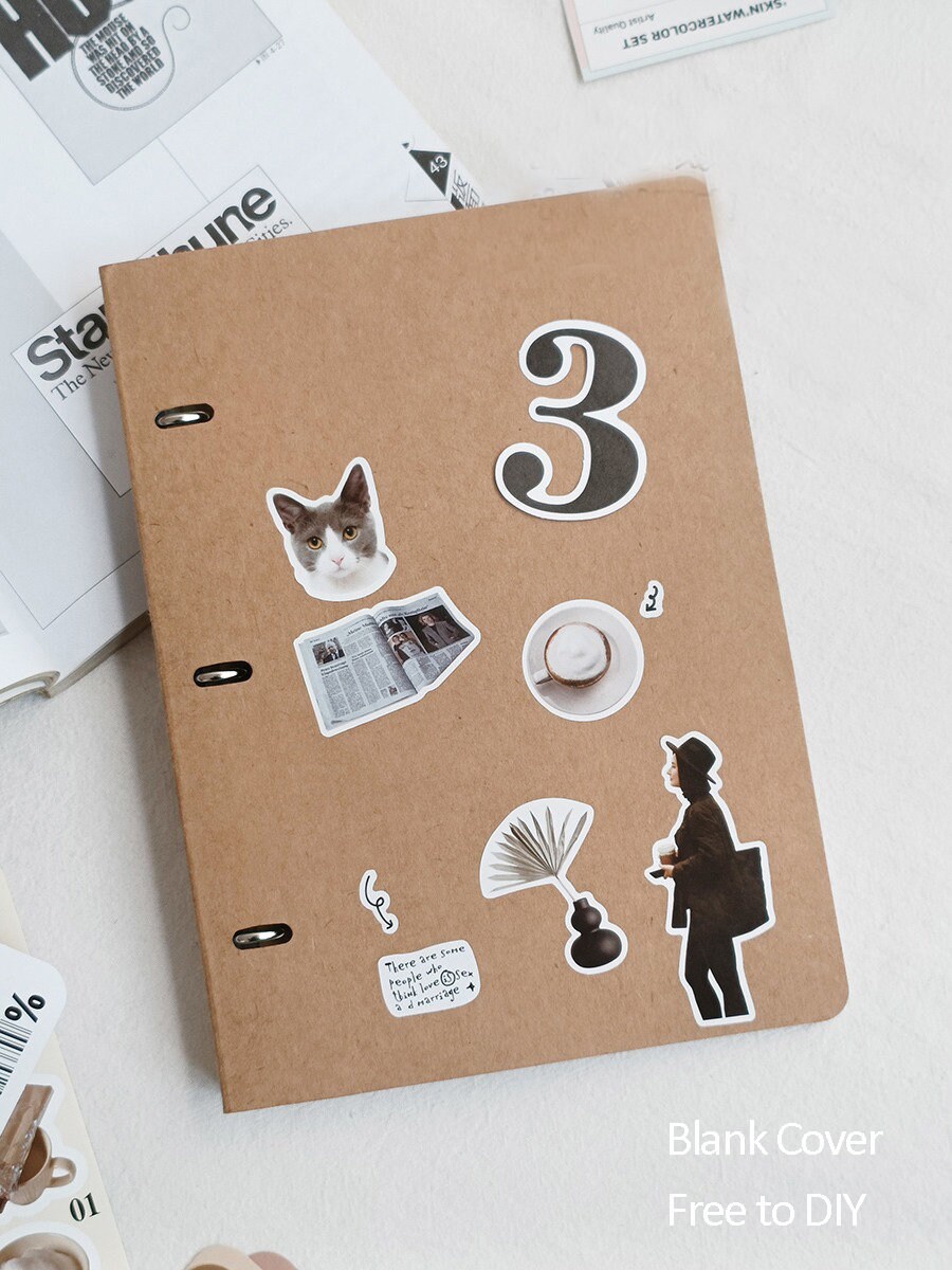 Kraft Paper Scrapbook: Rounded Corner DIY Journal With Black, White ...