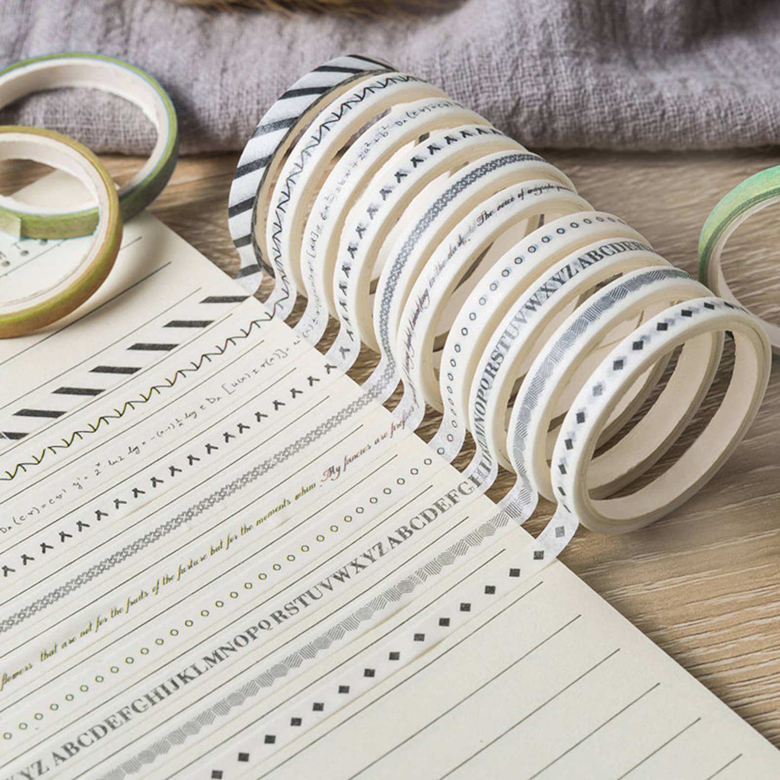 Basic Color Slim Washi Tape Set 10 Rolls, 5mm Wide 2 Meter Long, Retro ...