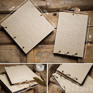 Linen Cover Ring Binder Scrapbook Album 50P. Horizontal Square Wedding ...