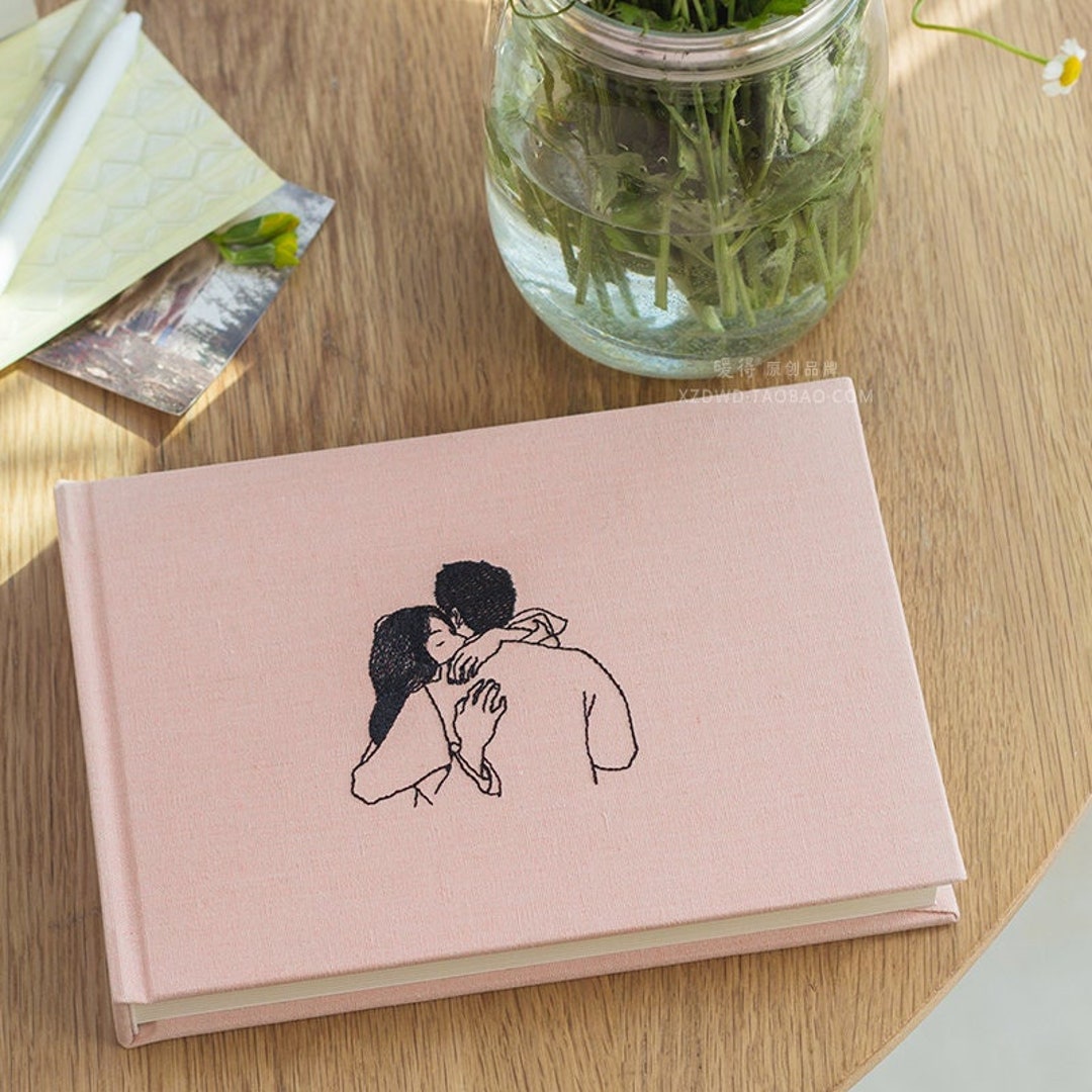 Custom Embroidery Photo Album Minimalist Linen Art Paper Cover ...