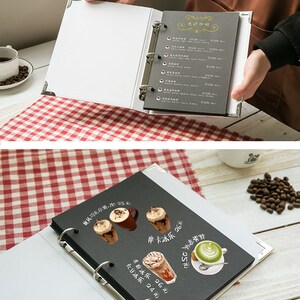 White Cover Black Menu Book, Ring Binder Restaurant Menu, Bakery Menu ...