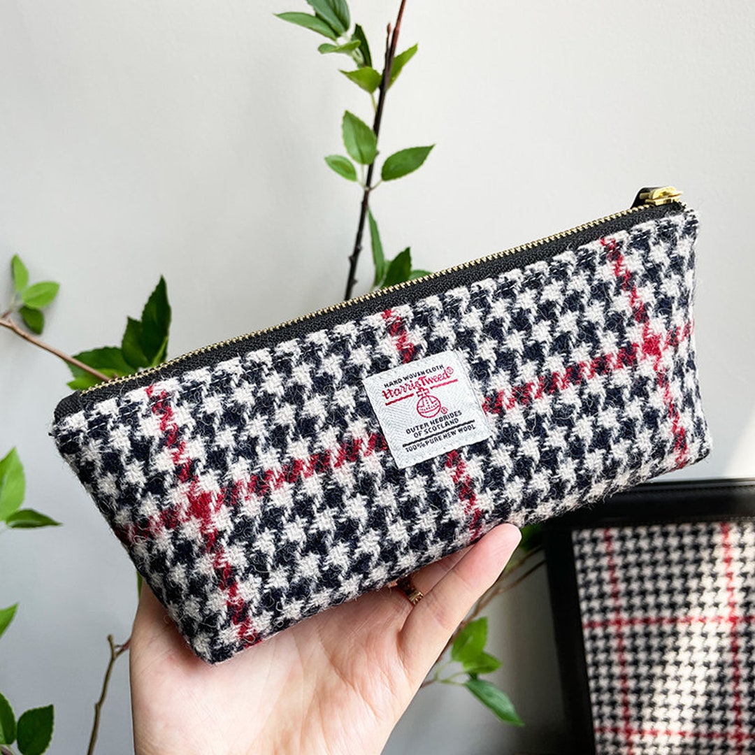 Tweed Triangle Pencil Bag Woolen Zipper Pouch Large Capacity Pen Case ...