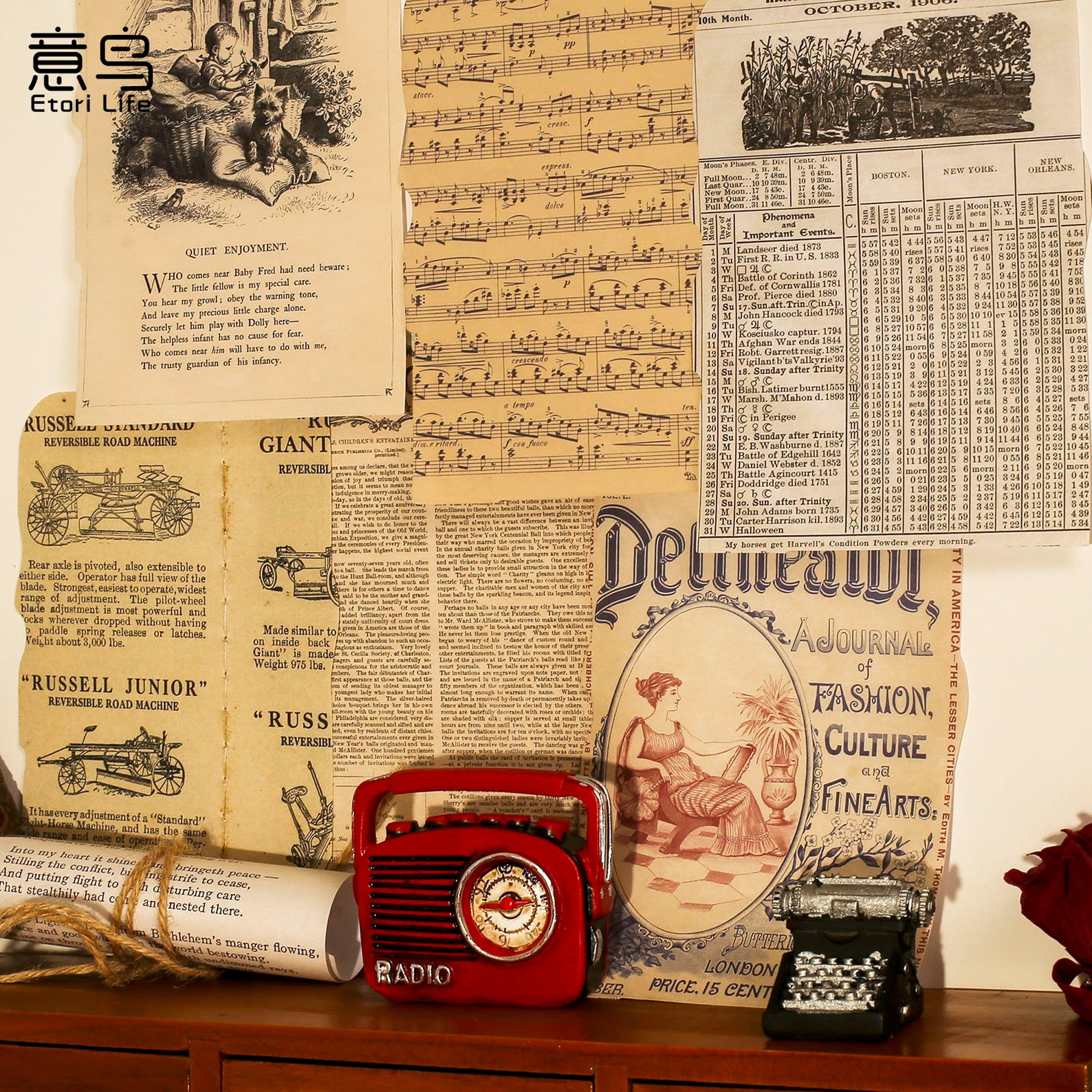 Retro Material Combination Pack Creative Junk Journaling Supplies Music ...