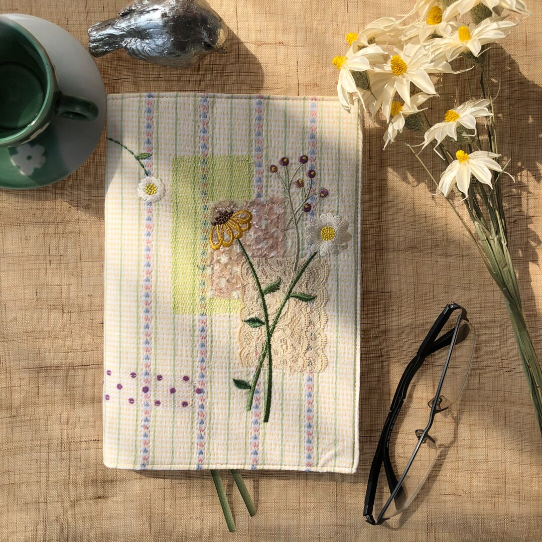 Daisy Patchwork Embroidery Journal Cover A5B6 Handmade Notebook Floral ...