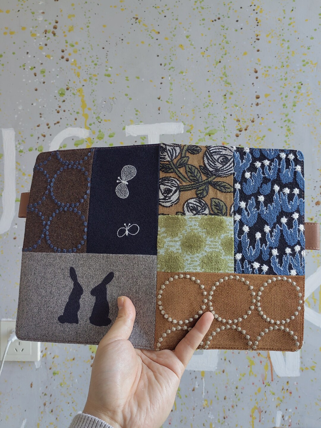 Retro Patchwork Cloth-leather Cover Notebook Journal Coffee Tambourine ...