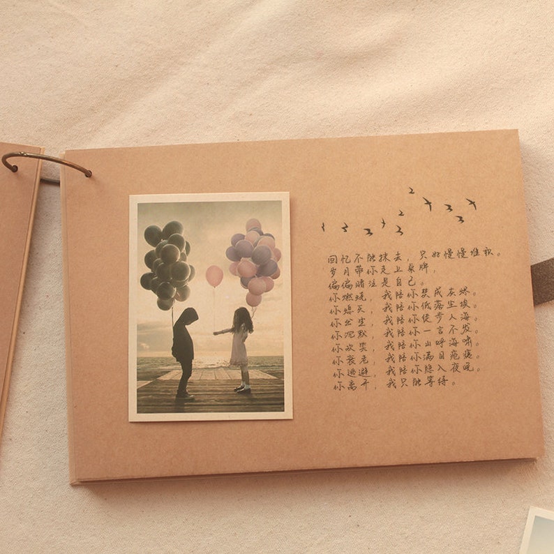 Blank Ring Binder Kraft Scrapbook Album Leather Bound 66 Pages. Wedding ...