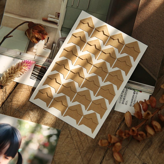 Kraft Paper Photo Mounting Corners Self Adhesive 24 Pcs/sheet | Etsy